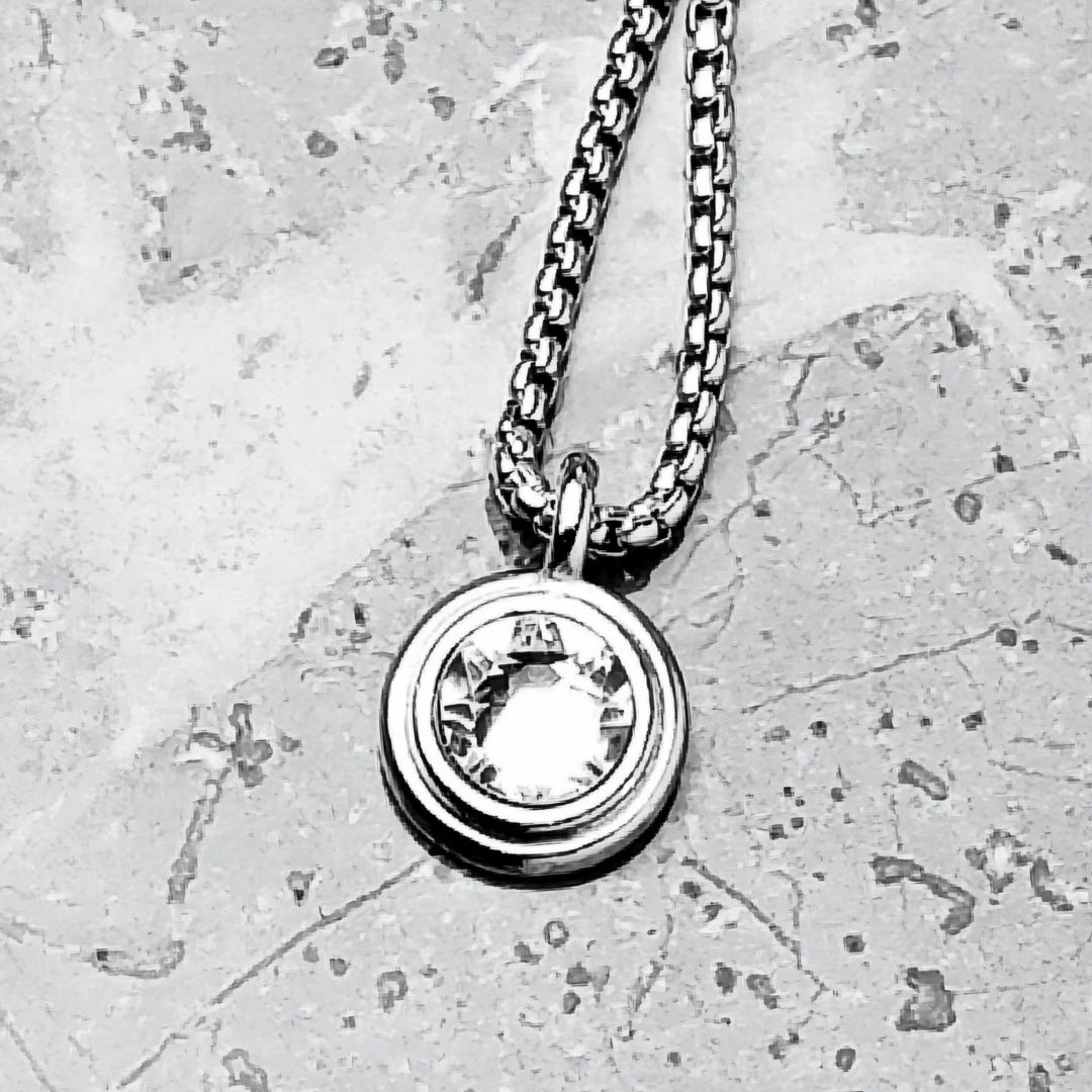 Men's "diamond QUARTZ Coin" Necklace| Men's Silver Stainless Steel ...