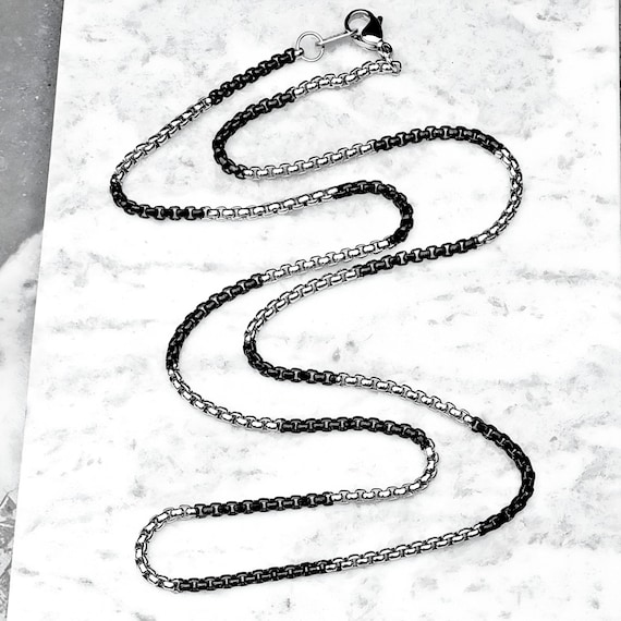 Black and silver chain necklace store