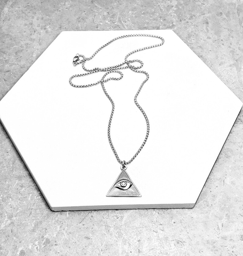 Men's evil EYE Pyramid Necklace Men's - Etsy