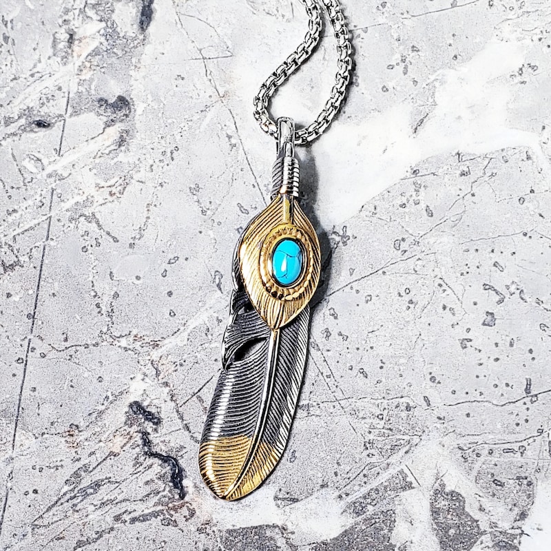 Feather Inlay Pendant - Etsy