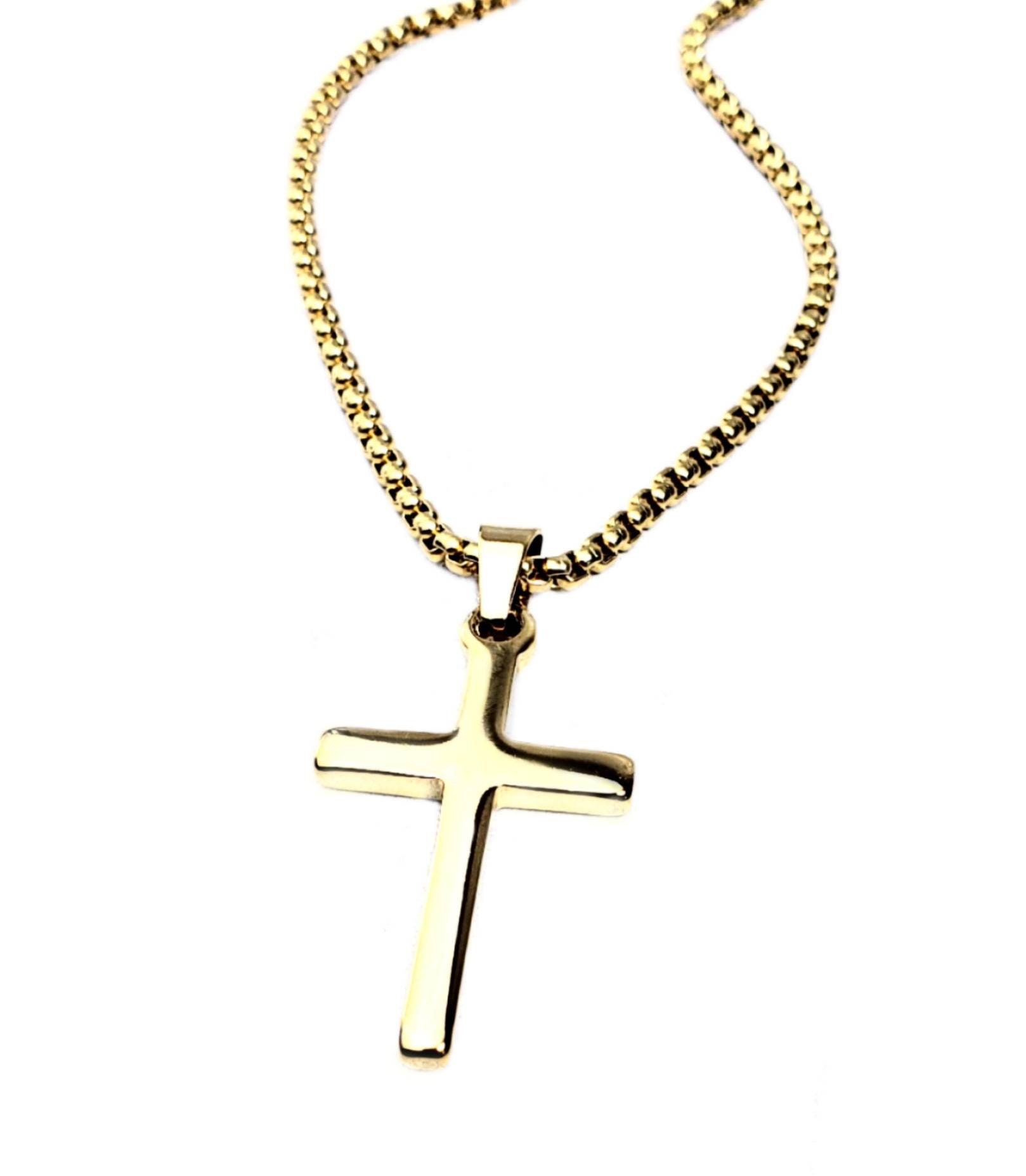 Men's GOLD CROSS Necklace | Men's Gold Stainless Steel Cross Pendant ...