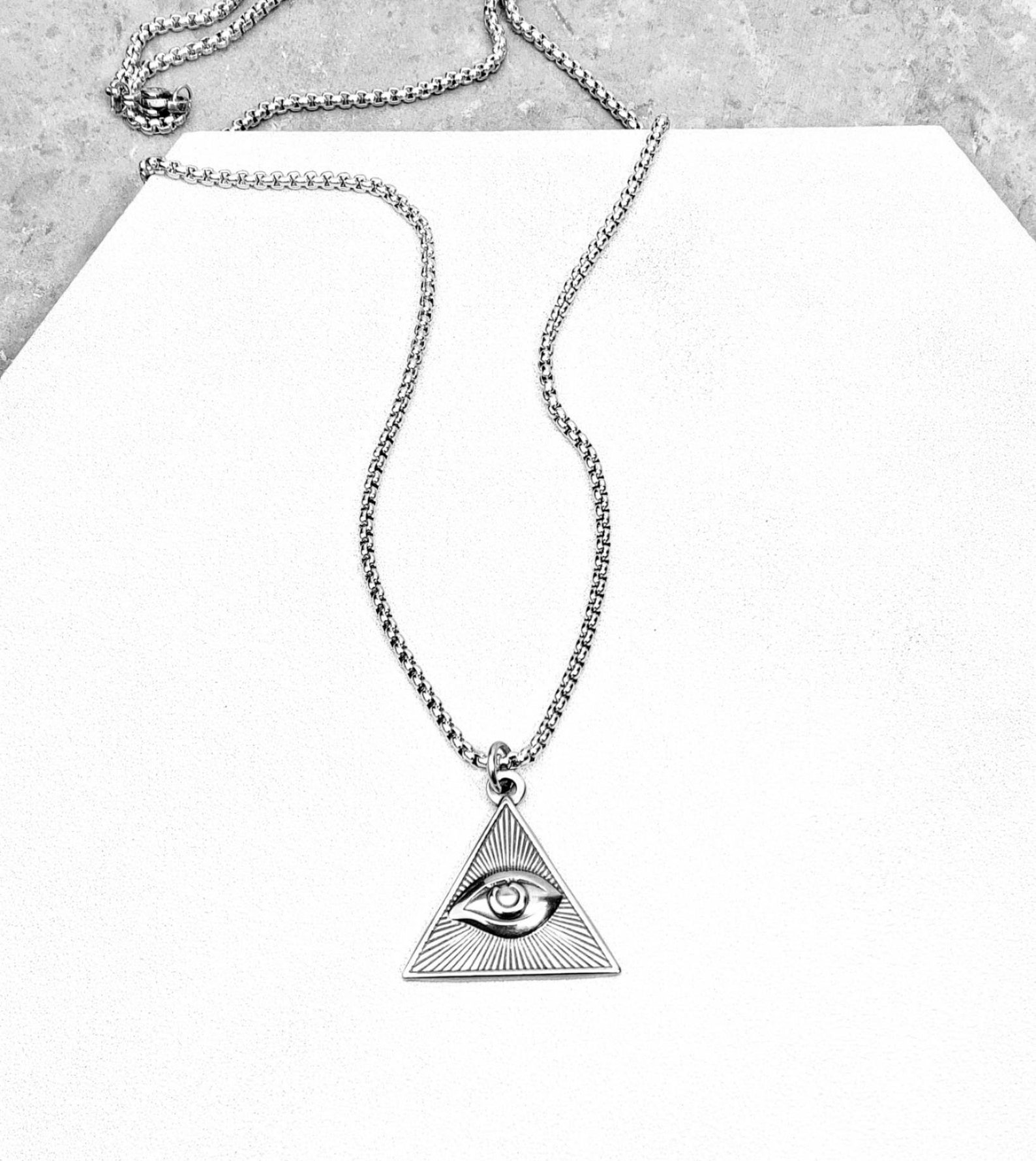 Men's evil EYE Pyramid Necklace Men's - Etsy