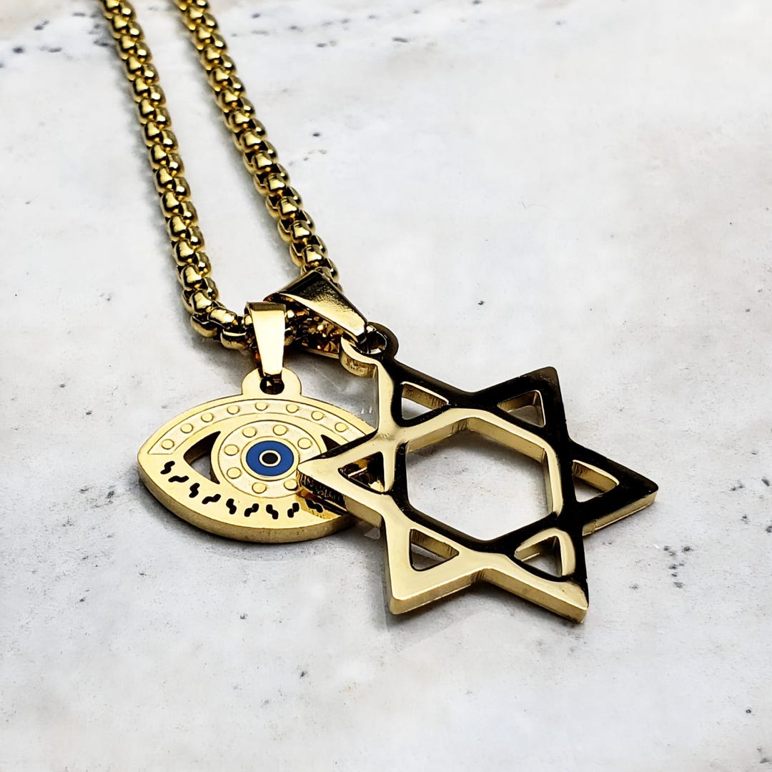 Men's "star of DAVID Protection" Necklace| Men's Gold Stainless Steel ...
