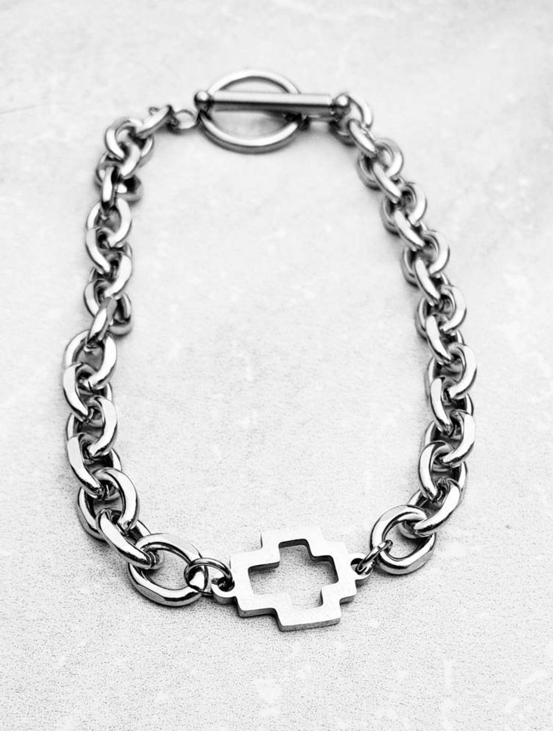 Men's cross Chain Bracelet Men's Silver - Etsy