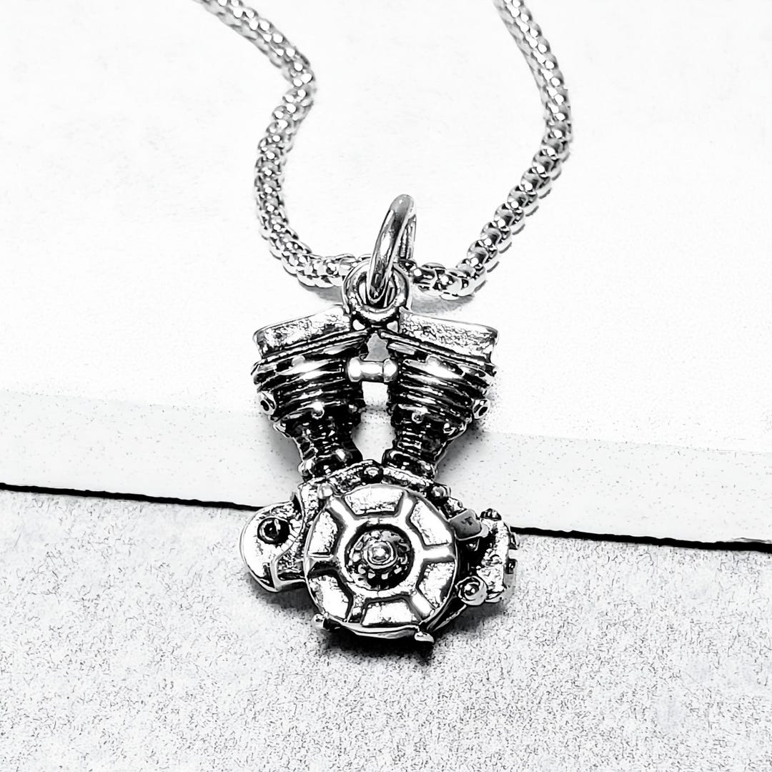 Men's "steel Engine" Necklace| Men's Silver Stainless Steel Engine ...