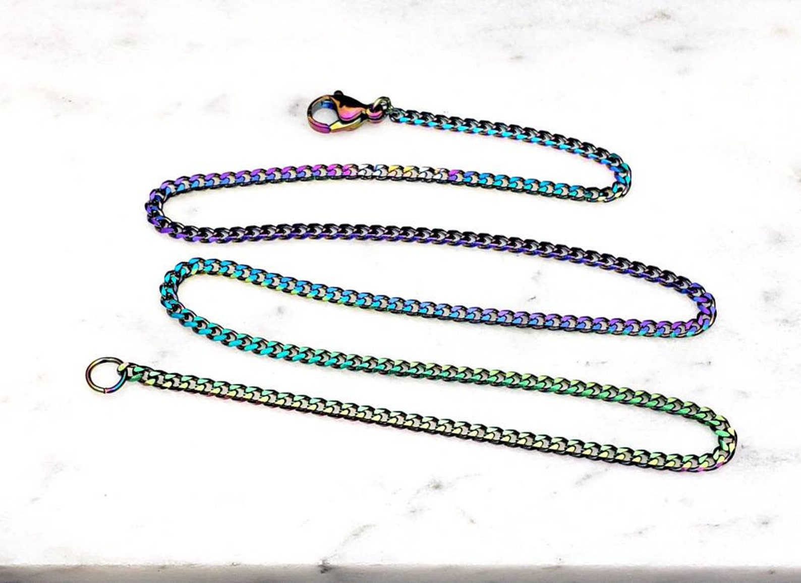 Men's colors CURB Chain Necklace Men's - Etsy