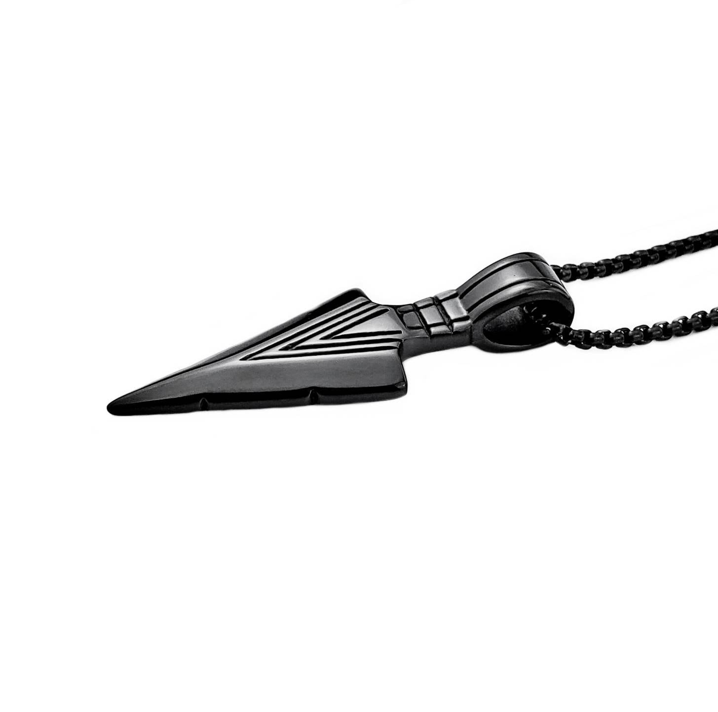 Men's black STEEL Arrowhead Necklace - Etsy
