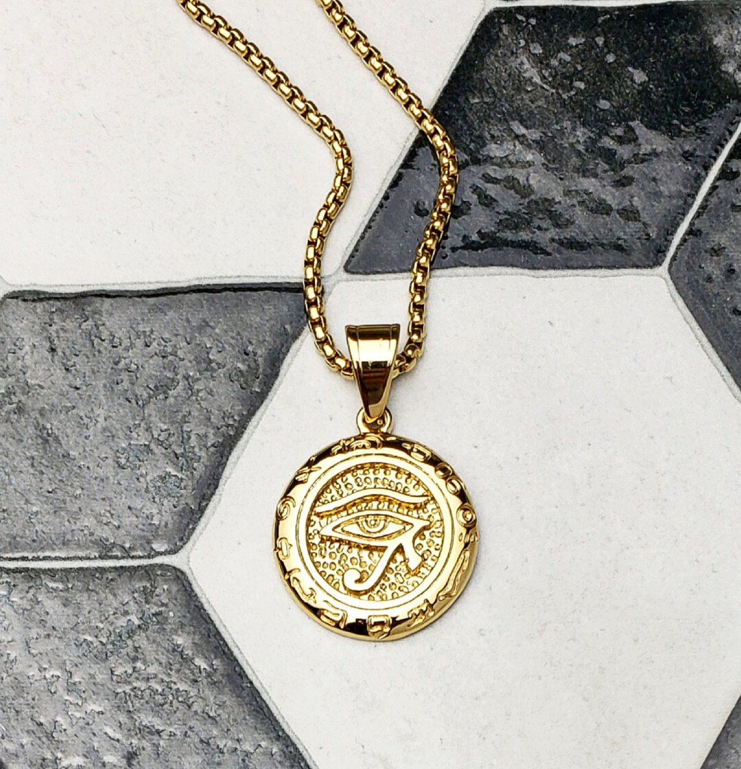 Men's eye OF Horus Necklace Men's Gold Stainless Steel Eye of Horus ...