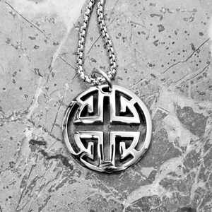 Men's chinese LU Medallion Necklace Men's Silver Stainless Steel ...