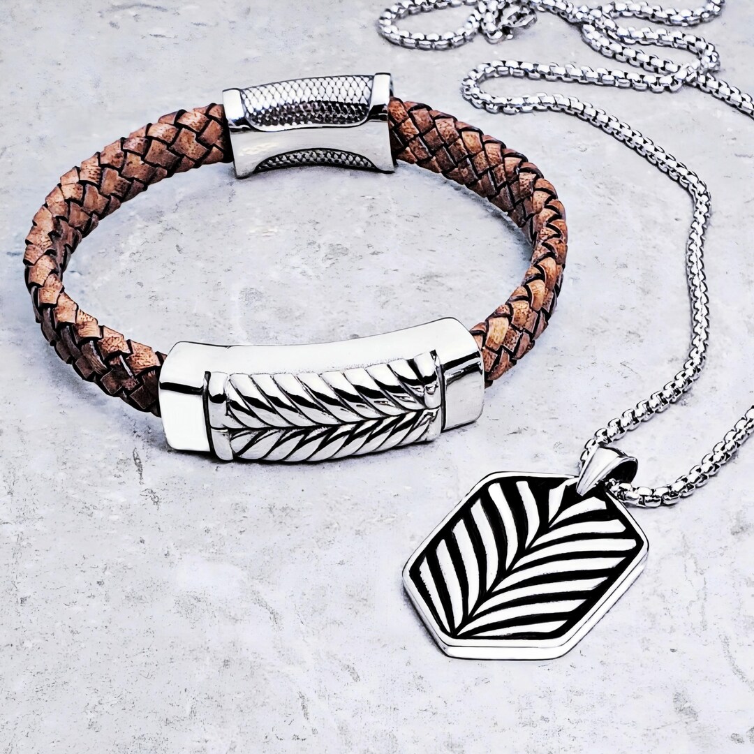 Men's CHEVRON SHIELD Necklace | Mens Silver Stainless Steel Sculpted ...