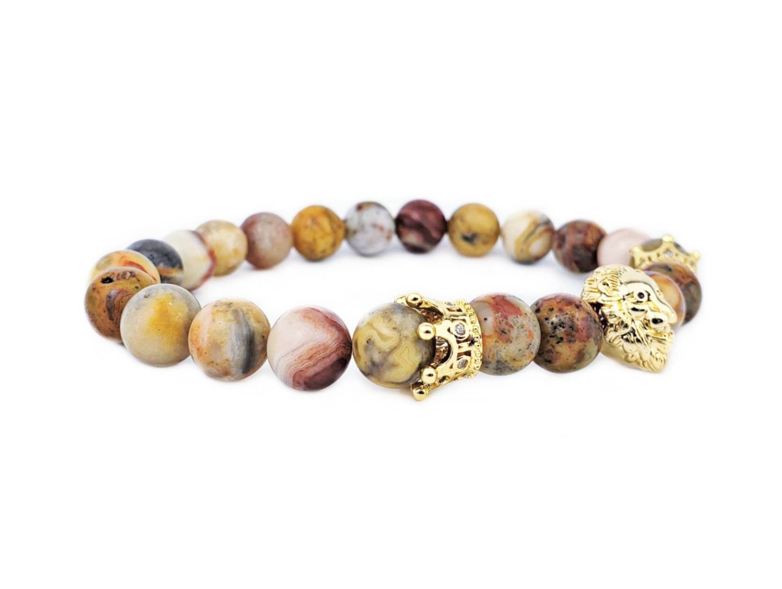 Men's gold CROWNED Lion Bracelet Men's - Etsy