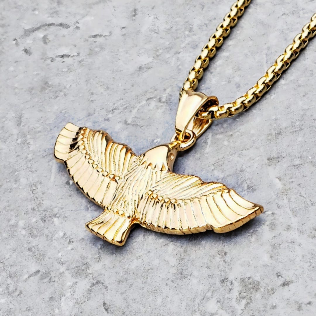 Men's "tribal FLYING Eagle" Necklace| Men's Gold Stainless Steel Tribal ...