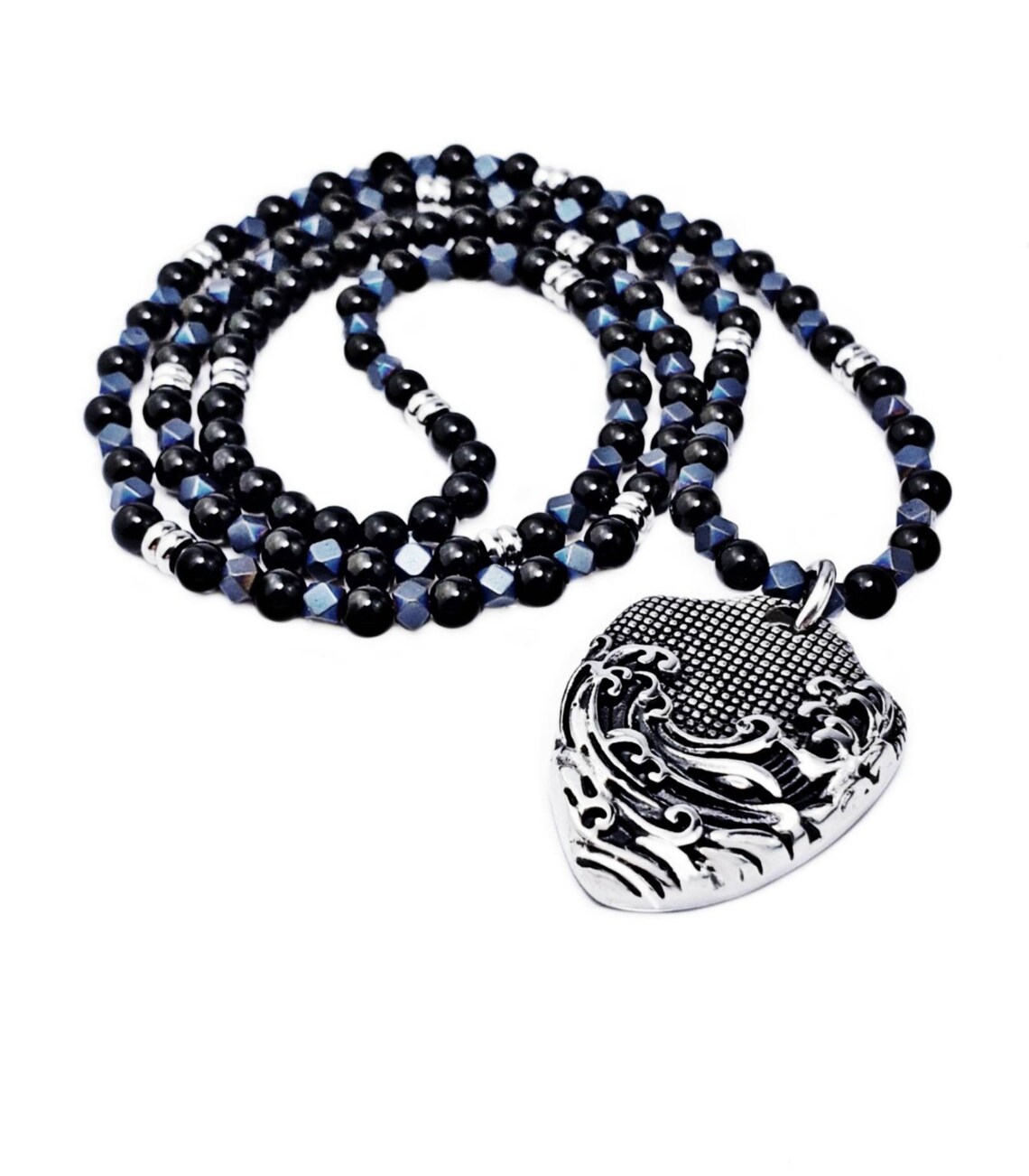 Mens wave SHIELD & Stone Necklace Mens Silver - Etsy