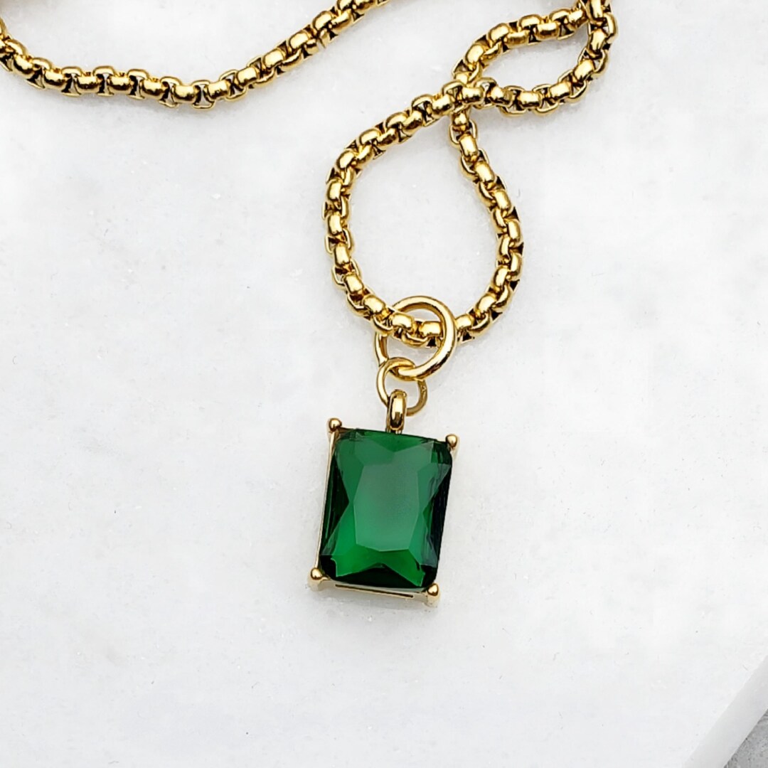 Men's "gold CLASSIC Emerald" Necklace| Men's Gold Stainless Steel Mini ...