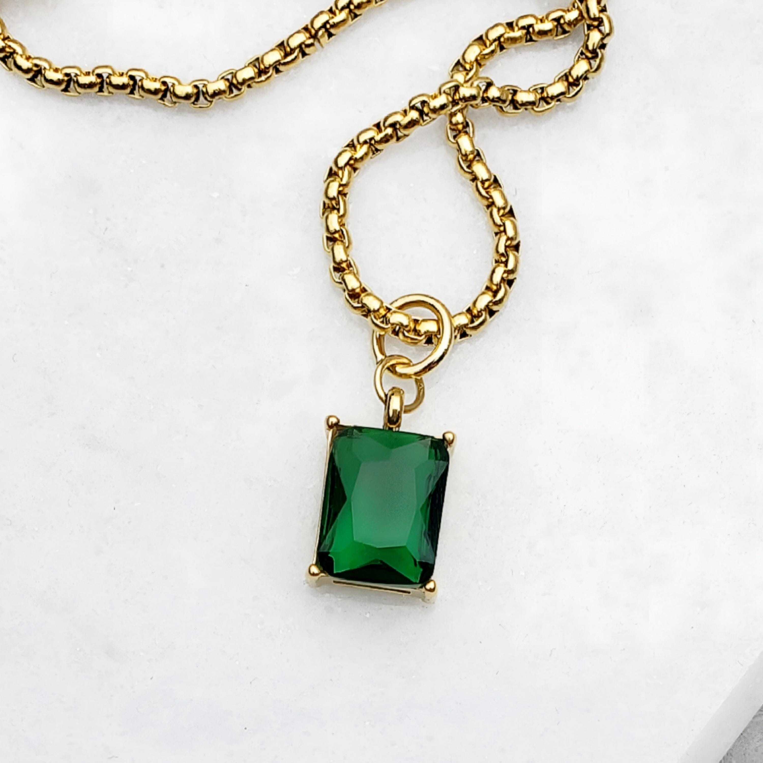 Men s gold CLASSIC Emerald Necklace Men s Gold Stainless Steel Mini Emerald Pendant Necklace Men s Emerald Cut Emerald Necklace Etsy
