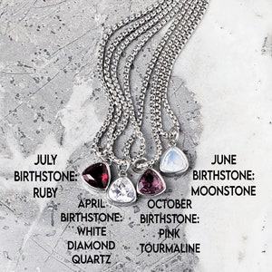 Men's MINI BIRTHSTONE Necklace | Men's Silver Stainless Steel Mini Lab ...