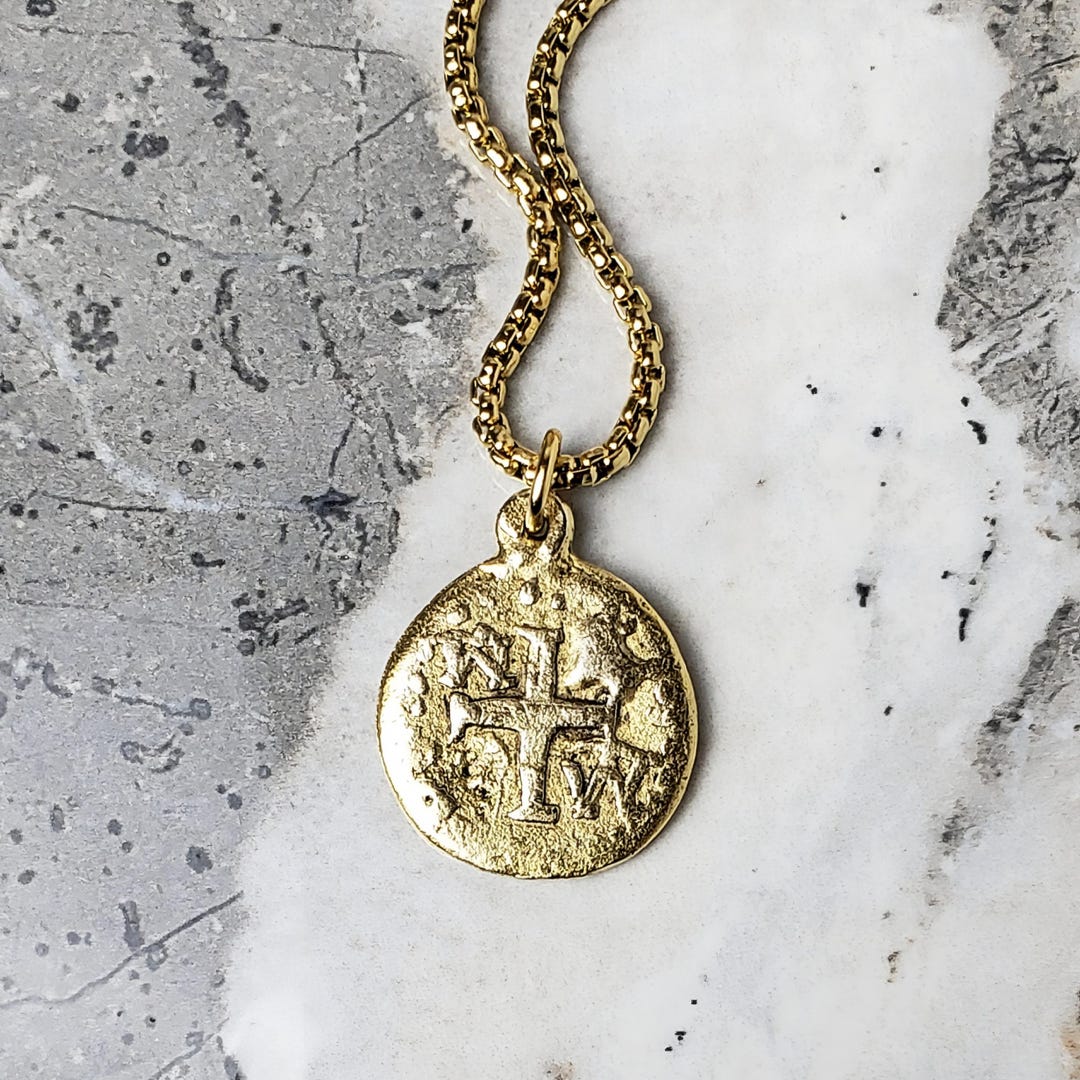 Men's RUSTIC SHIPWRECK COIN Necklace | Men's Gold Stainless Steel ...