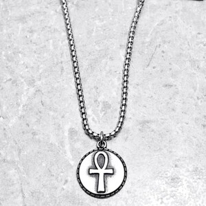 Men's ANKH COIN Necklace | Men's Silver Stainless Steel Ankh Coin ...