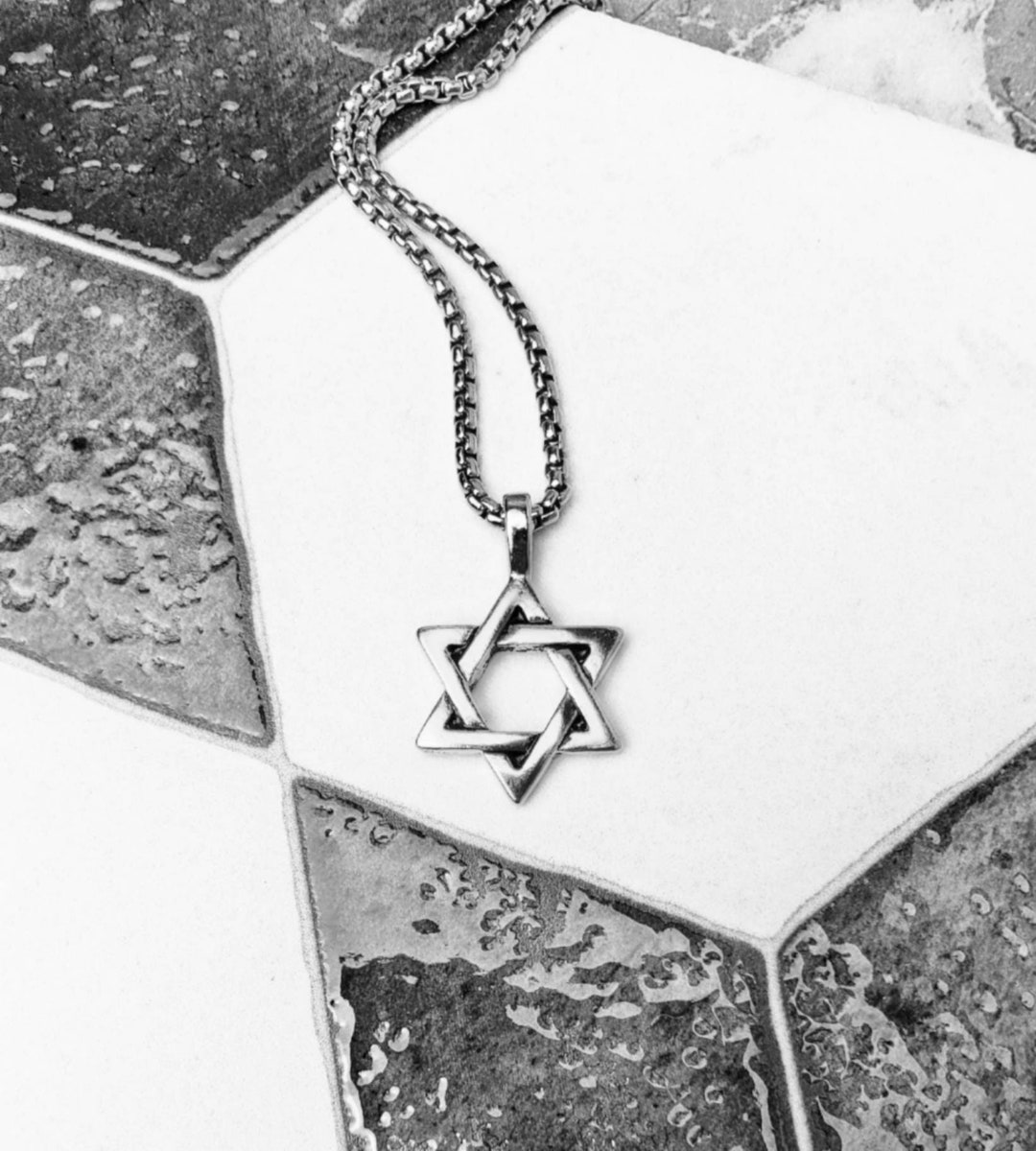 Men's rustic STAR of David Necklace Men's Silver Stainless Steel Star ...