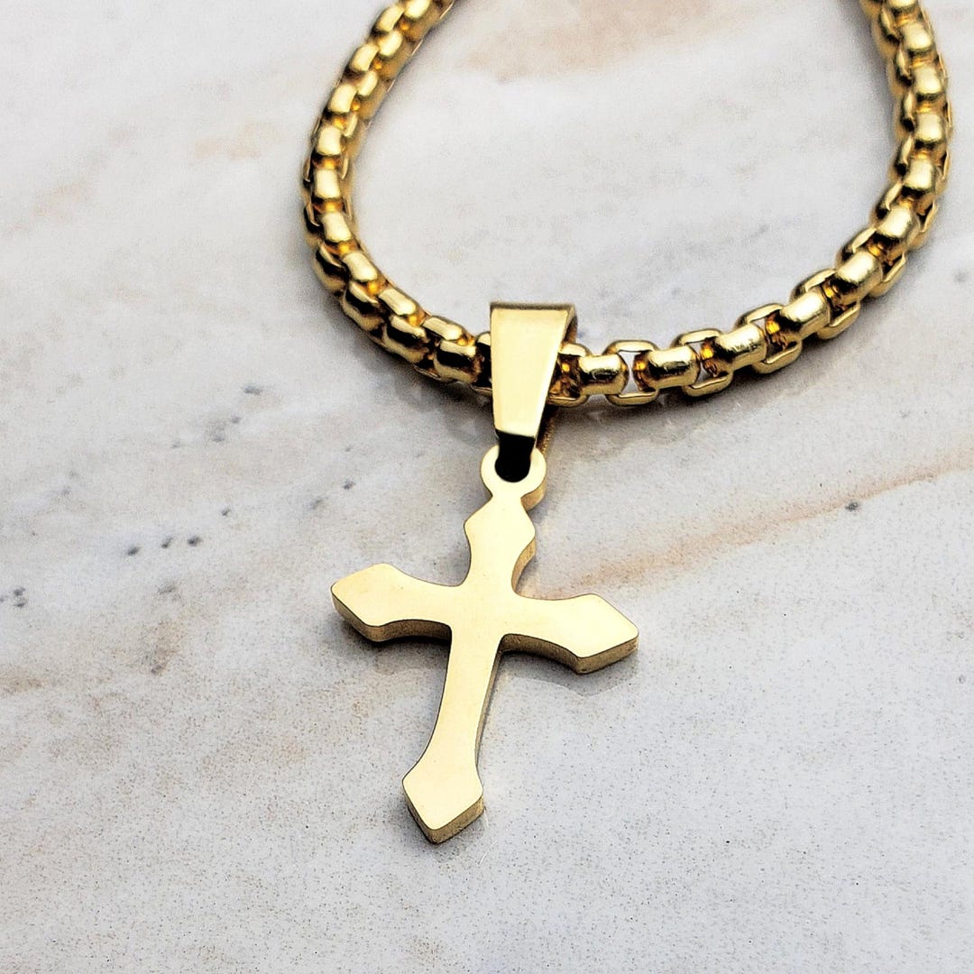 Men's SLEEK GOLD CROSS Necklace | Men's Gold Stainless Steel Mini Sleek ...