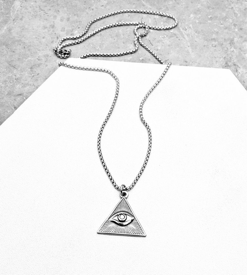 Men's evil EYE Pyramid Necklace Men's - Etsy