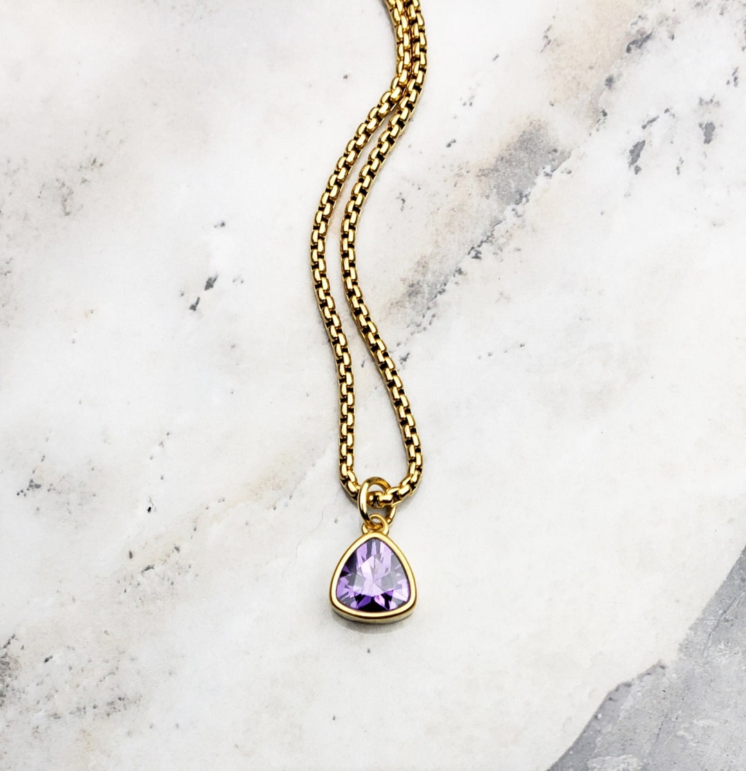 Men's gold MINI Amethyst Necklace Men's Gold Stainless Steel Mini ...