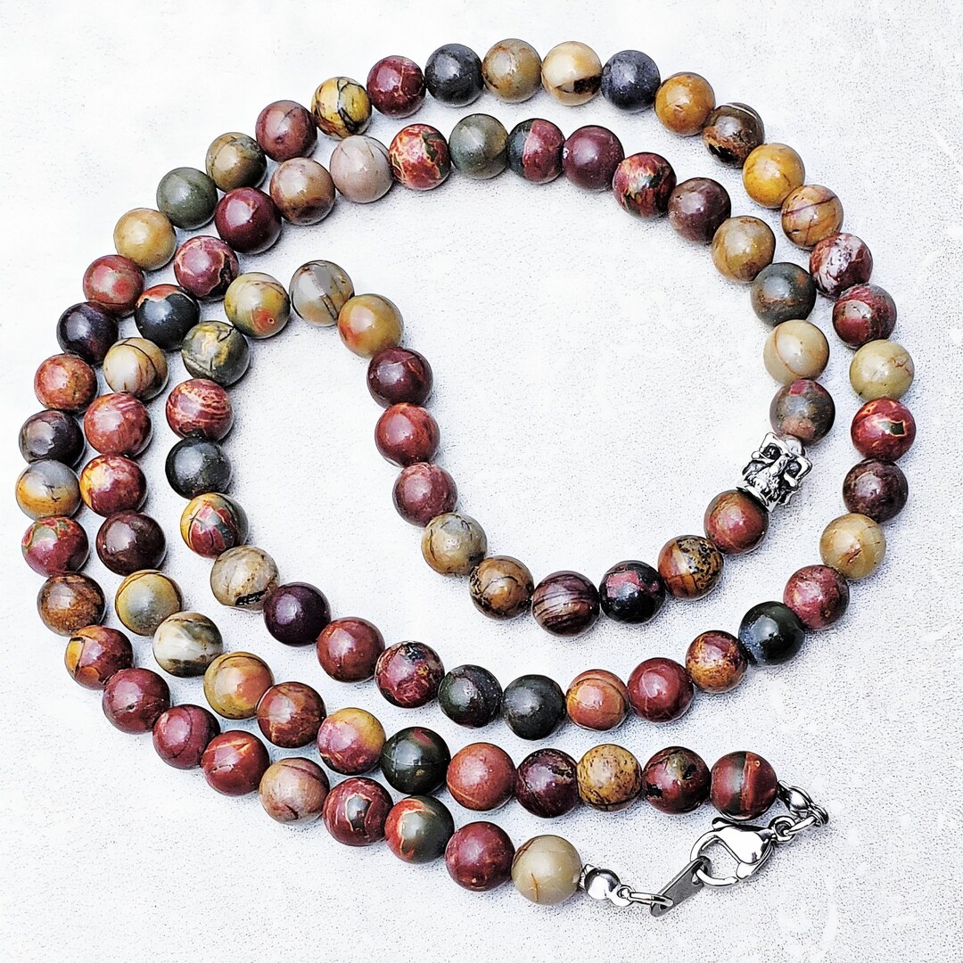 Men's RUSTIC SKULL & JASPER Necklace | Men's Rustic Silver Stainless ...