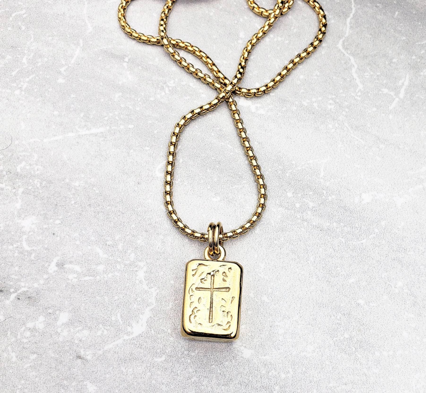 Men's GOLD BAR CROSS Necklace | Men's Gold Stainless Steel Cross Bar ...