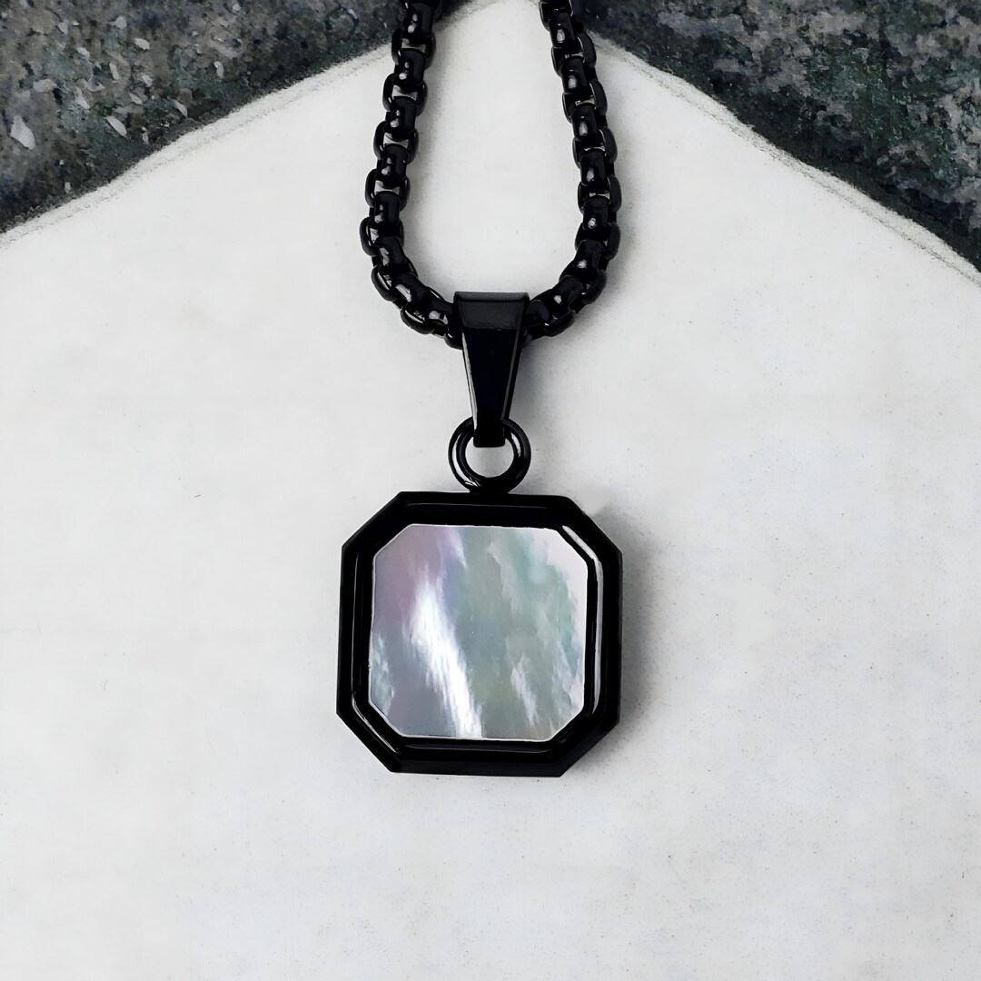 Men's MOTHER OF PEARL Necklace | Men's Mother of Pearl Octagon Inlay ...