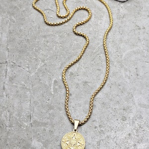 Men's "aztec CALENDAR Medallion" Necklace| Men's Silver Stainless Steel ...