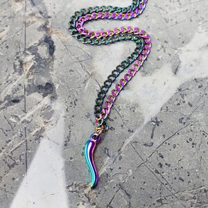 Men's MULTICOLOR CORNICELLO Necklace | Men's Multicolor Stainless Steel ...