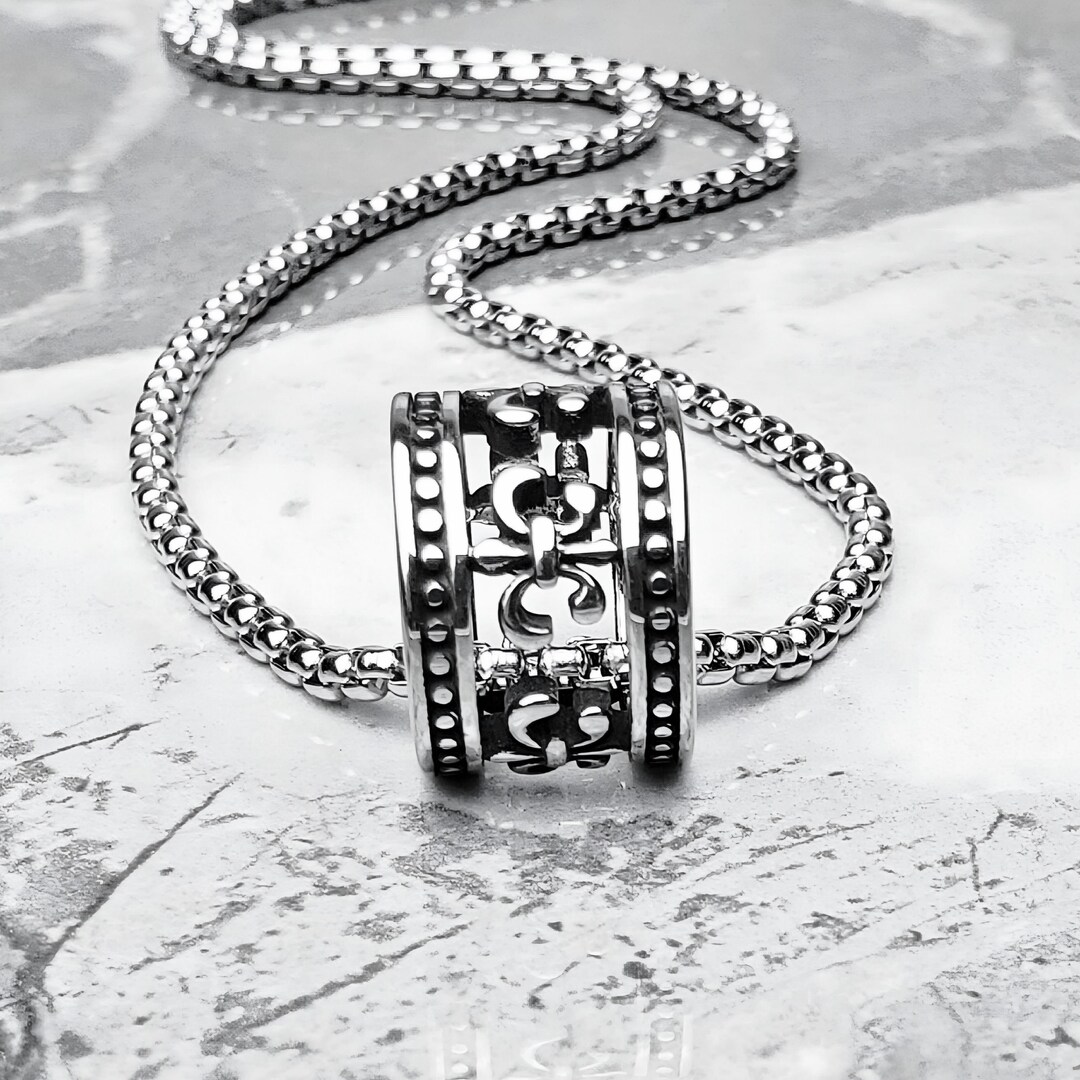 Men's FLEUR De LIS COLUMN Necklace | Men's Silver Stainless Steel Fleur ...
