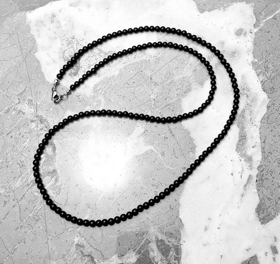 Men's black ONYX Chain Necklace Men's - Etsy