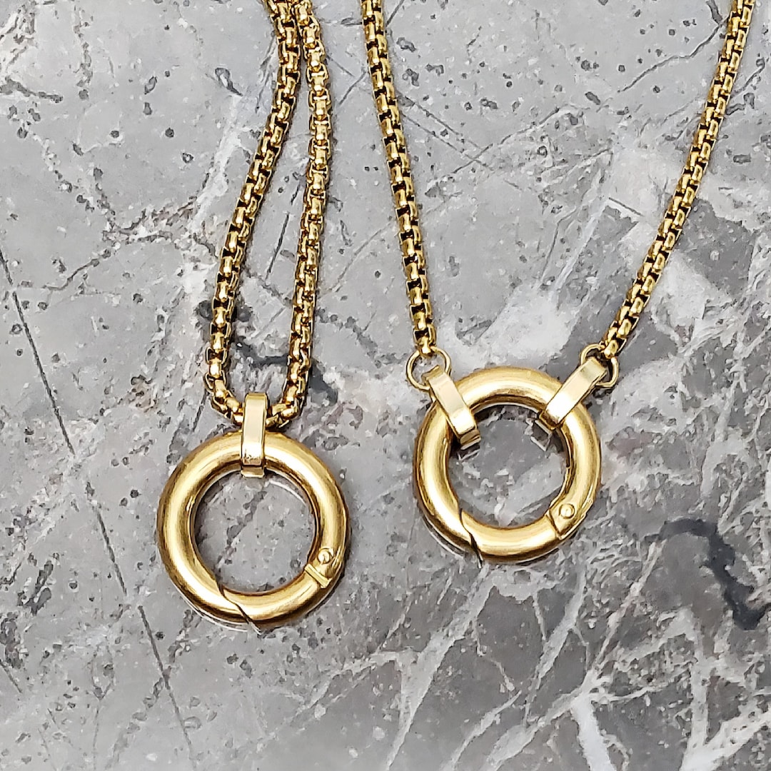 Men's GOLD AMULET CARRIER Necklace | Men's Gold Stainless Steel Amulet ...