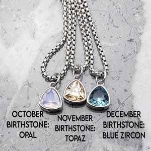 Men's MINI BIRTHSTONE Necklace | Men's Silver Stainless Steel Mini Lab ...