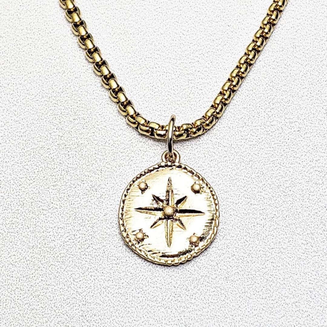 Men's "north STAR Coin" Necklace| Men's Gold Pewter North Star Coin ...