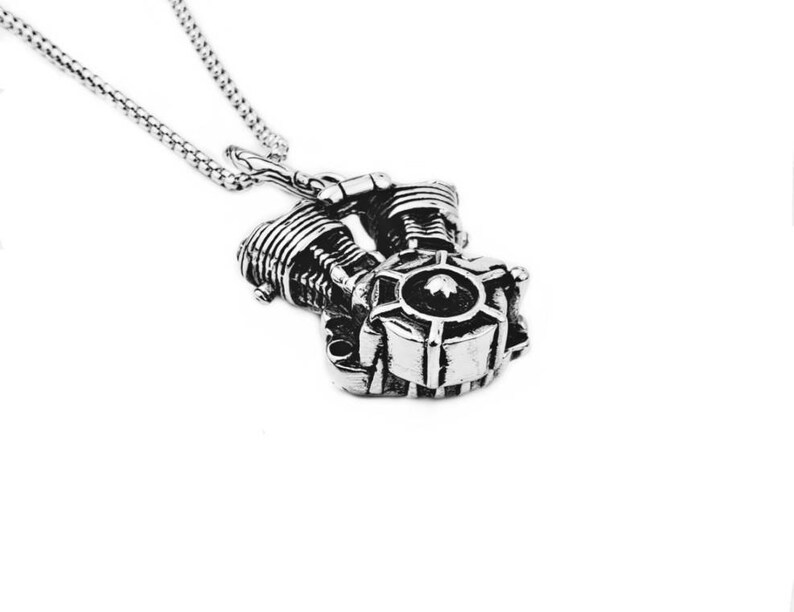 Men's MOTORCYCLE ENGINE Necklace | Men's Silver Stainless Steel ...