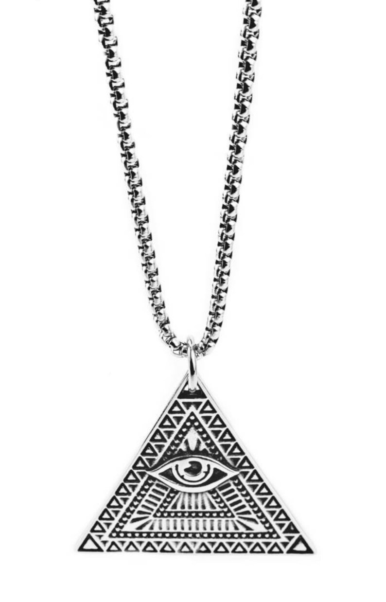 Men's evil EYE Pyramid Necklace Men's - Etsy