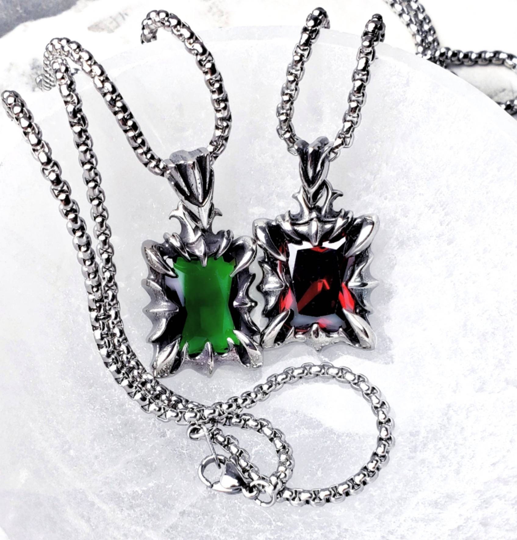 Men's EMERALD CLAW TAG Necklace | Men's Lab Grown Emerald Gemstone ...