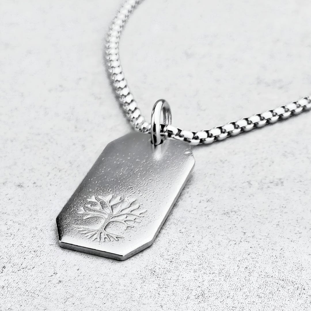 Men's "tree of LIFE Tag" Necklace| Men's Silver Stainless Steel Tree of ...