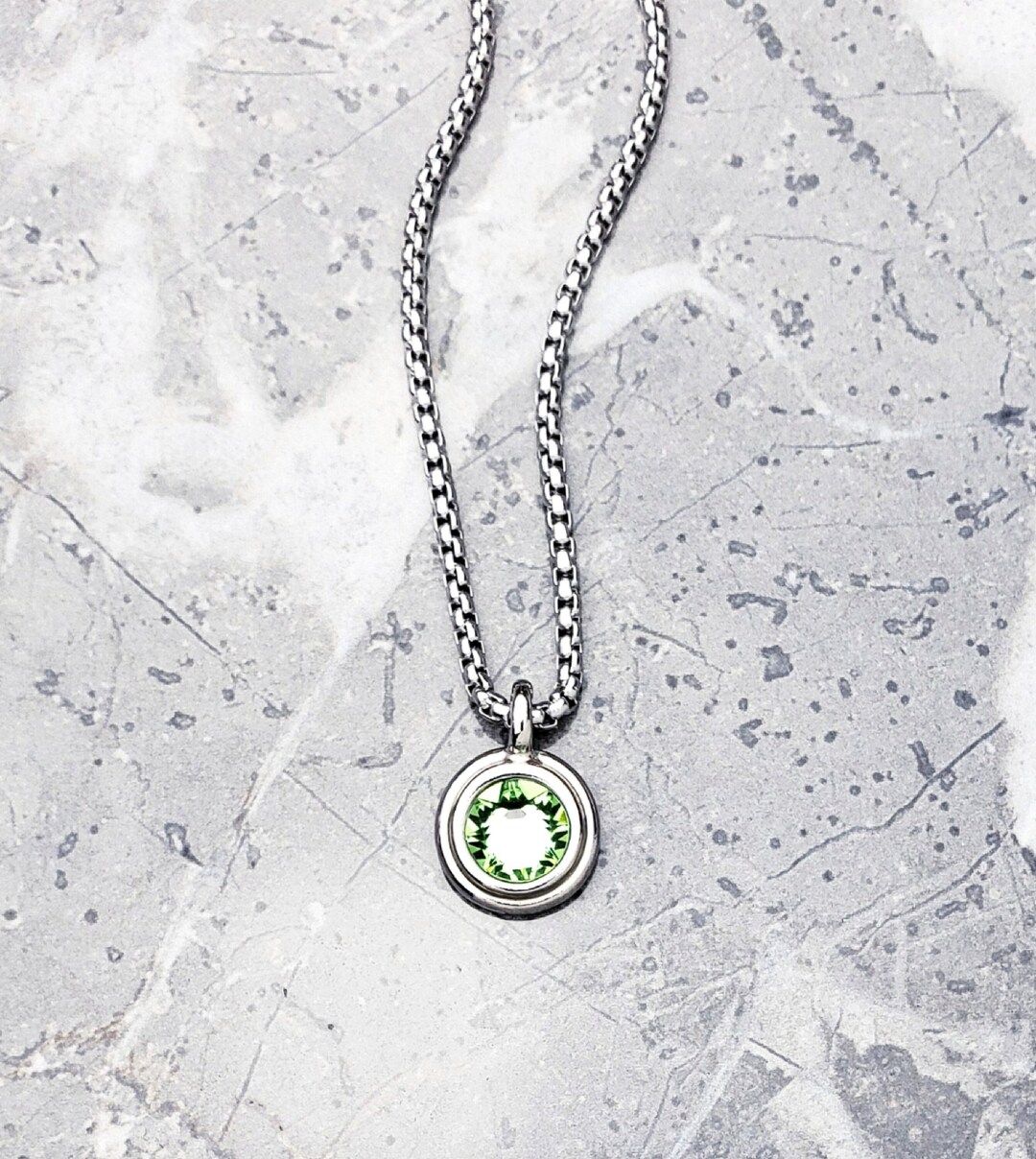 Men's silver PERIDOT Coin Necklace Men's Silver Stainless Steel Mini ...
