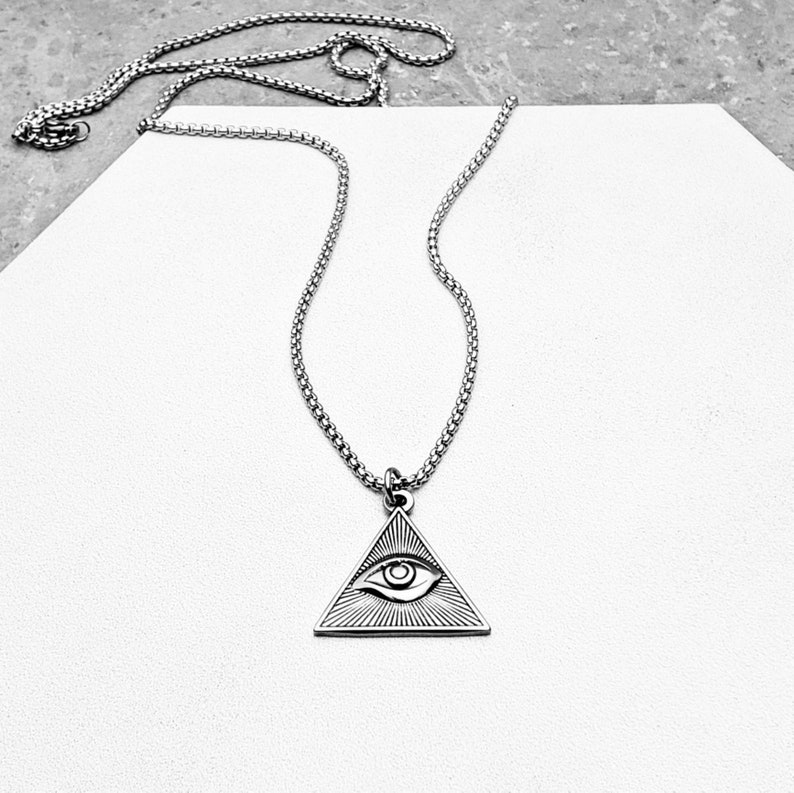Men's evil EYE Pyramid Necklace Men's - Etsy