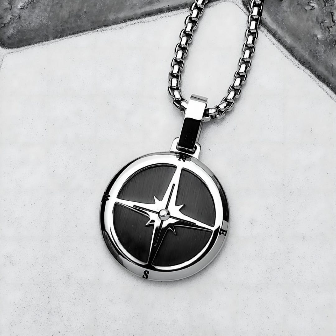 Men's CARBON FIBER COMPASS Necklace | Men's Black Forged Carbon Fiber ...