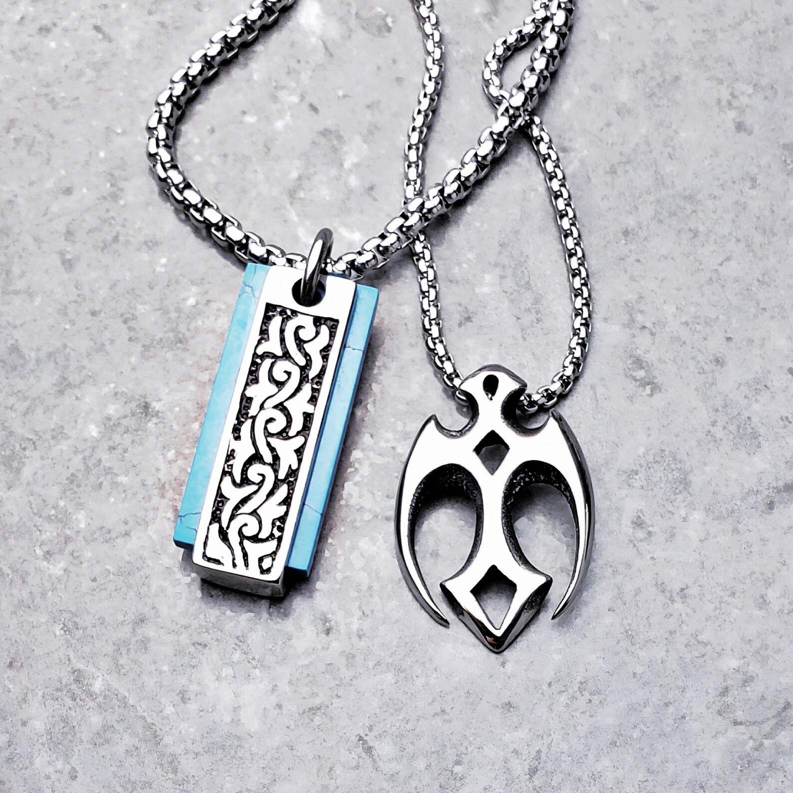 Men's TURQUOISE DOG TAG Necklace | Men's Turquoise Gemstone Silver ...