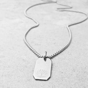 Men's TREE of LIFE TAG Necklace | Men's Matte Silver Stainless Steel ...