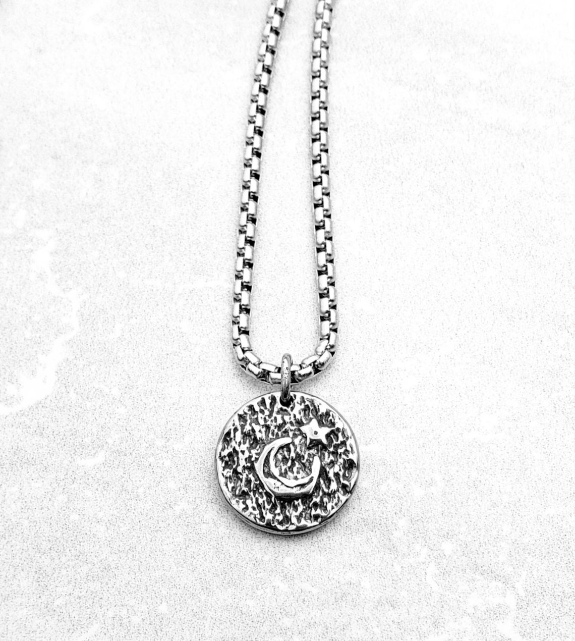 Men's crescent MOON & Star Necklace Men's | Etsy