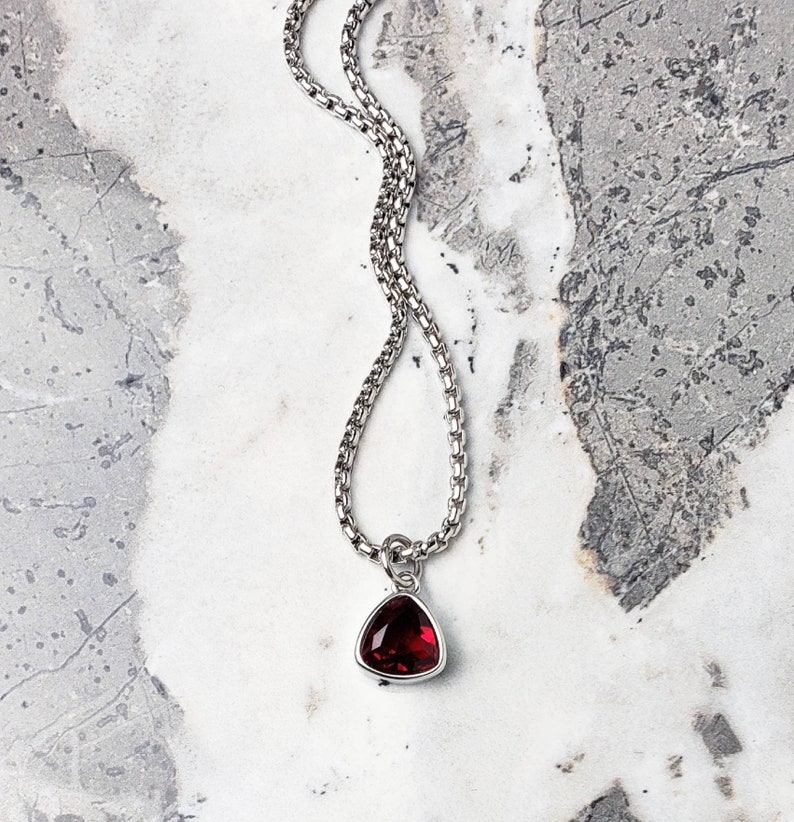 Men's SILVER MINI RUBY Necklace | Men's Lab Grown Ruby Gemstone Silver ...