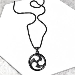 Men's "black SHINTO Tomoe" Necklace| Men's Black Stainless Steel ...