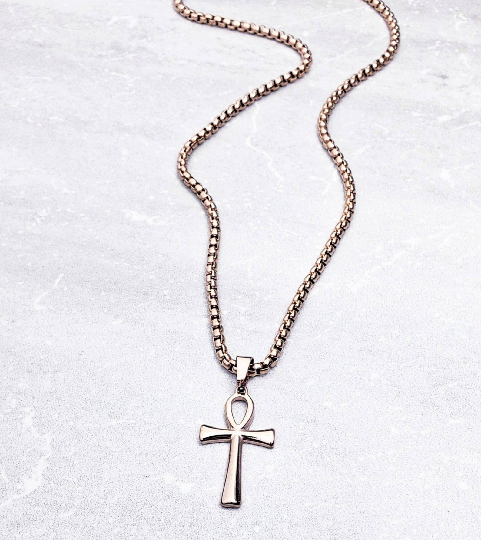 Men's rose GOLD Ankh Necklace Men's Rose - Etsy