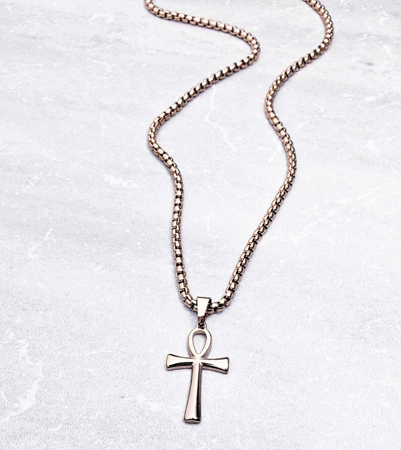 Men's rose GOLD Ankh Necklace Men's Rose - Etsy
